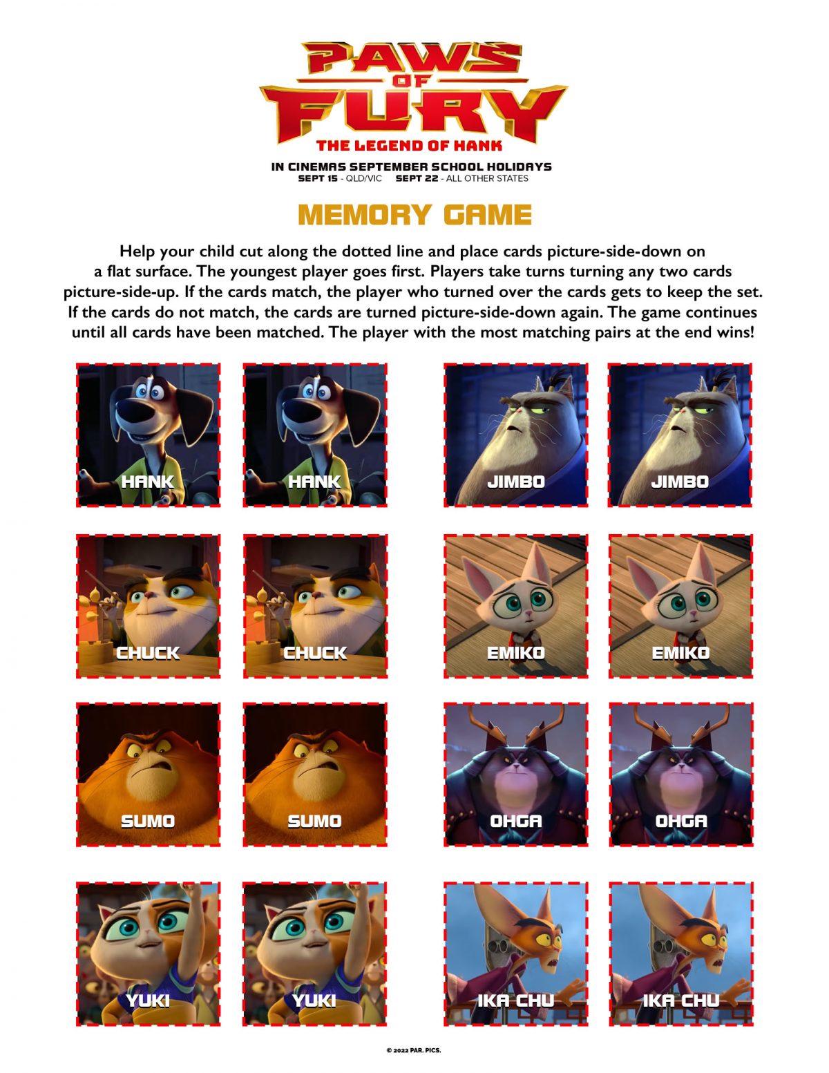 Activity sheets - Paws of Fury: The Legend of Hank - Peninsula Kids